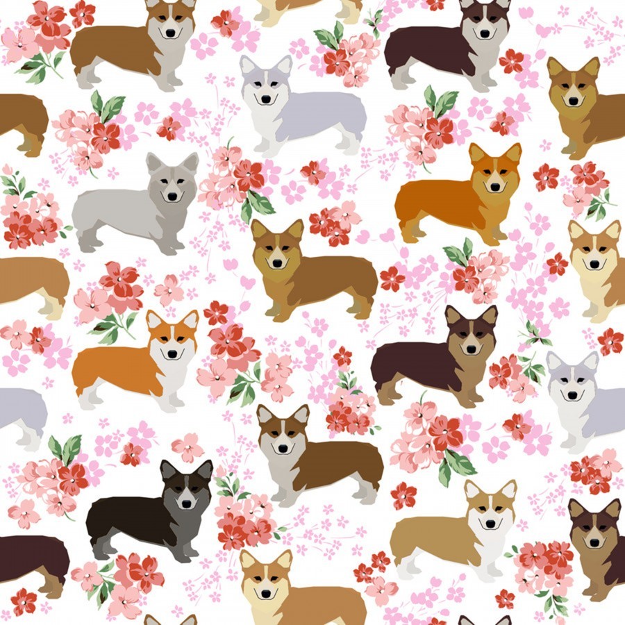 Corgis corgi pattern by Shamudy Wall Art